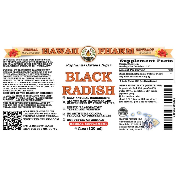 Black Radish Liquid Extract, Black Radish (Raphanus Sativus Niger ...