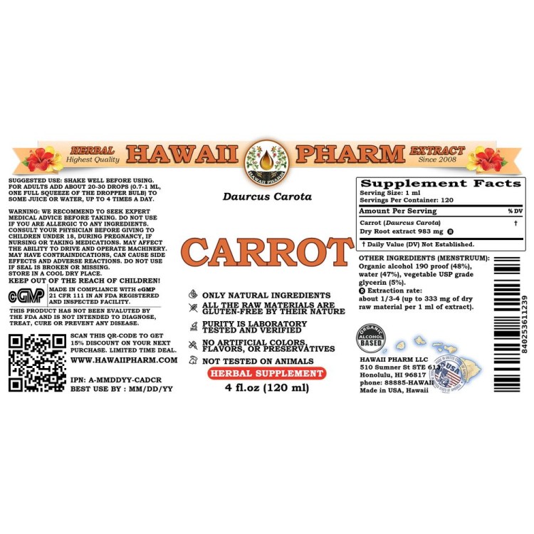 Carrot Liquid Extract, Carrot (Daucus Carota) Dried Root Tincture
