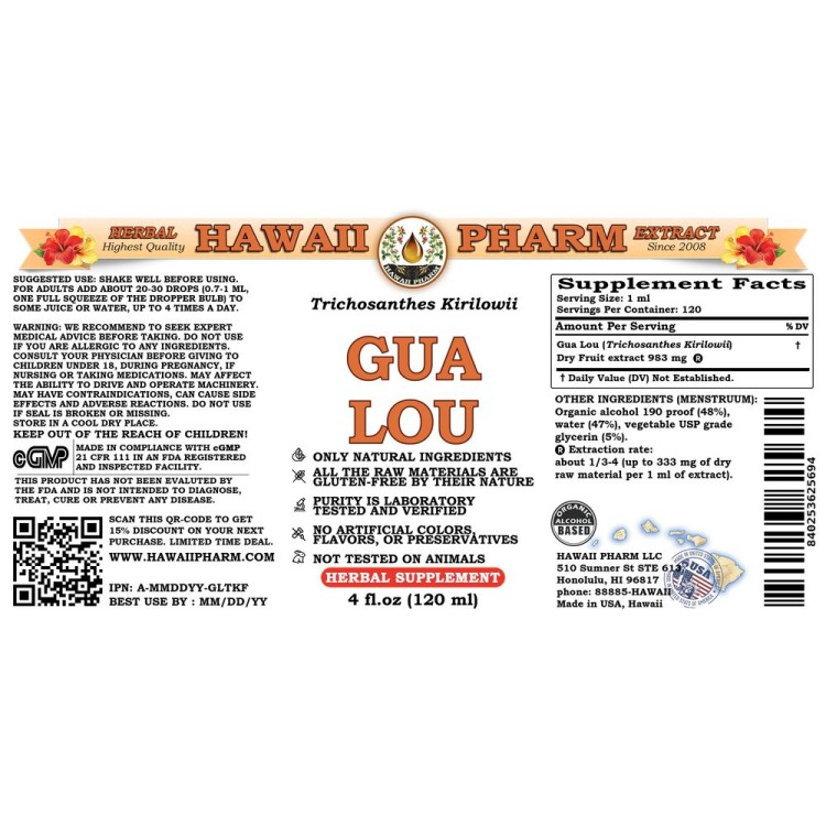 Gua Lou Liquid Extract, Gua Lou, Trichosanthes (Trichosanthes Kirilowii ...