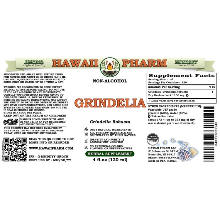 Grindelia Alcohol-FREE Liquid Extract, Grindelia (Grindelia Robusta ...