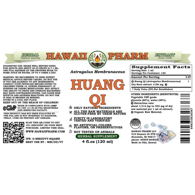 Huang Qi Liquid Extract, Dried root (Astragalus Membranaceus) Alcohol ...