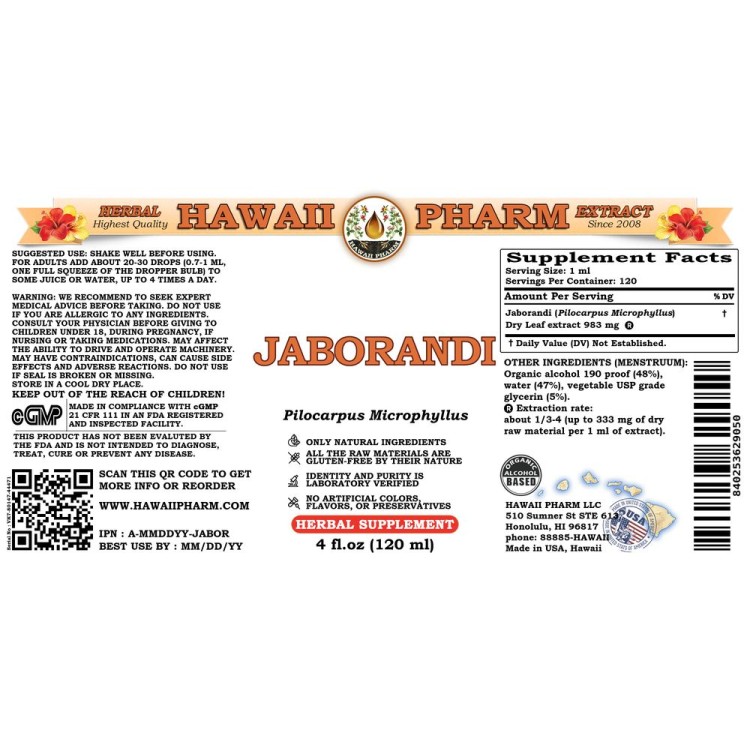 Jaborandi (Pilocarpus Microphyllus) Tincture, Dried Leaf Liquid Extract