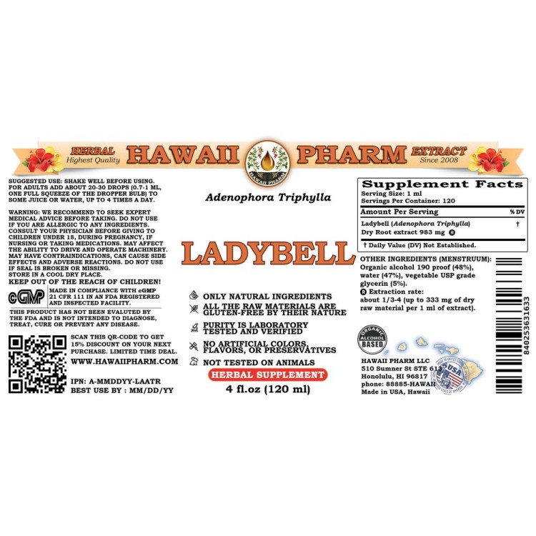 Ladybell, Upright Ladybell (Adenophora Triphylla) Tincture, Dried Root ...