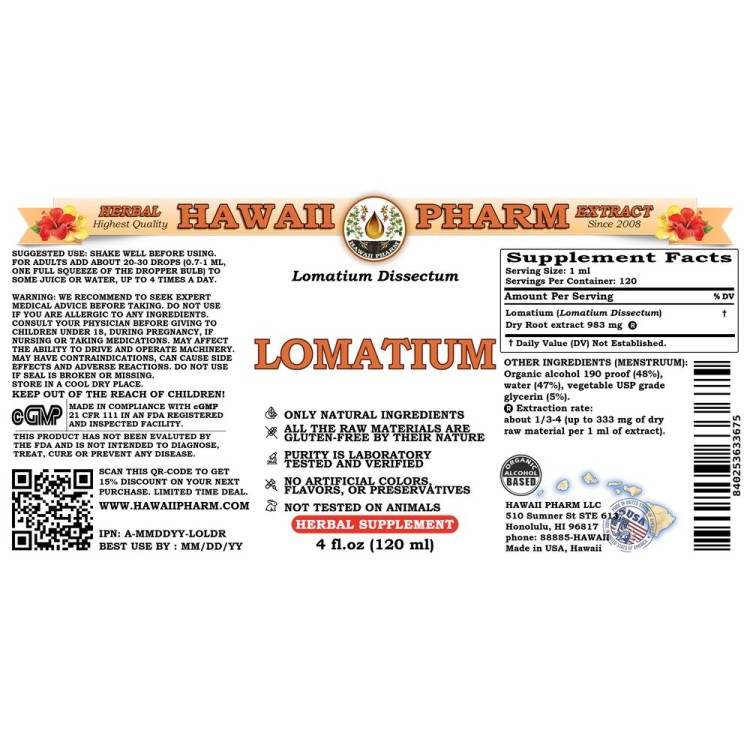Lomatium Liquid Extract, Lomatium (Lomatium Dissectum) Dried Root Tincture