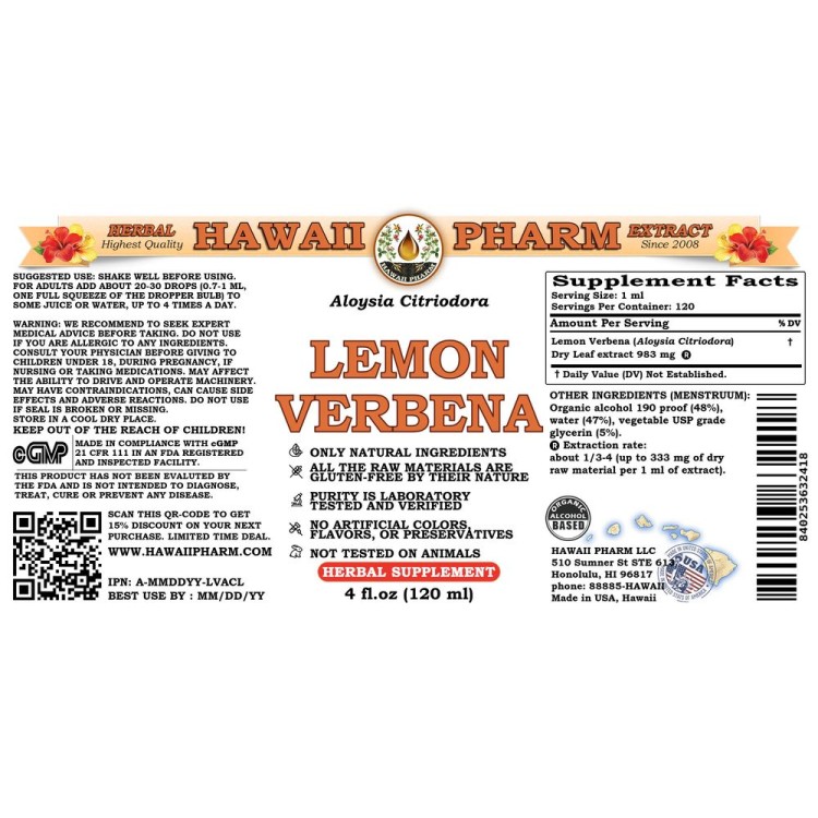 Lemon Verbena Liquid Extract, Lemon Verbena (Aloysia Citriodora) Dried ...