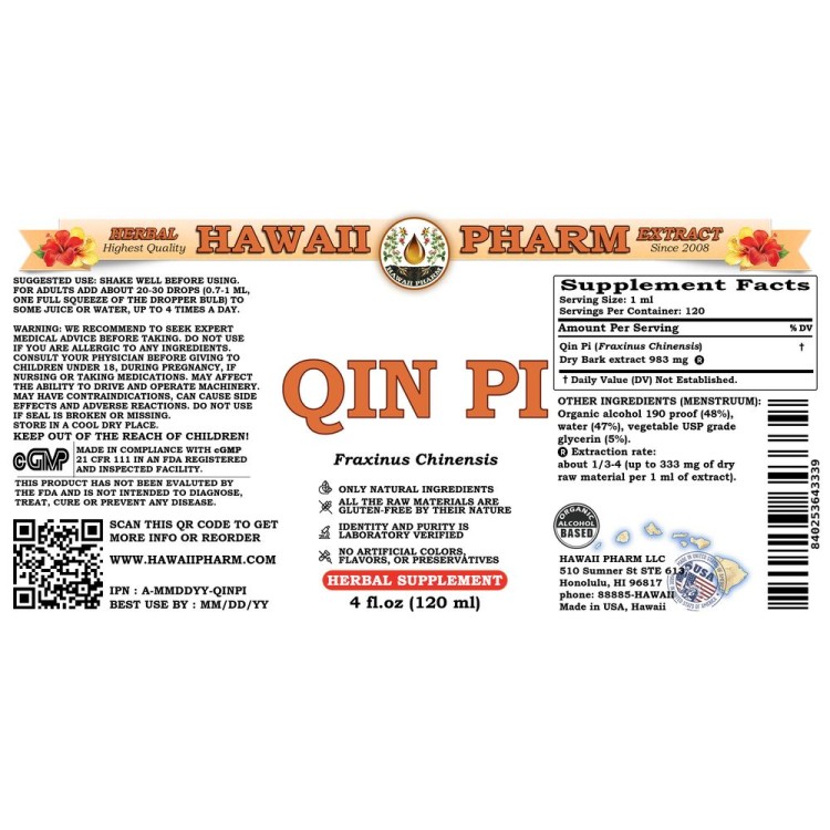Qin Pi Liquid Extract. Qin Pi (Fraxinus Chinensis) Dry Bark Tincture