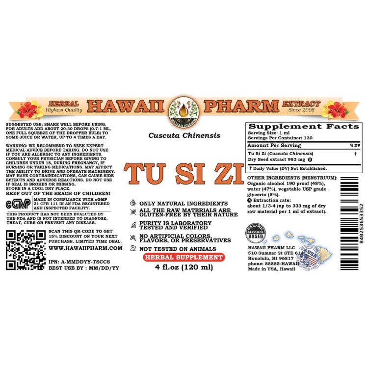 Tu Si Zi Liquid Extract, Dried seed (Cuscuta Chinensis) Tincture