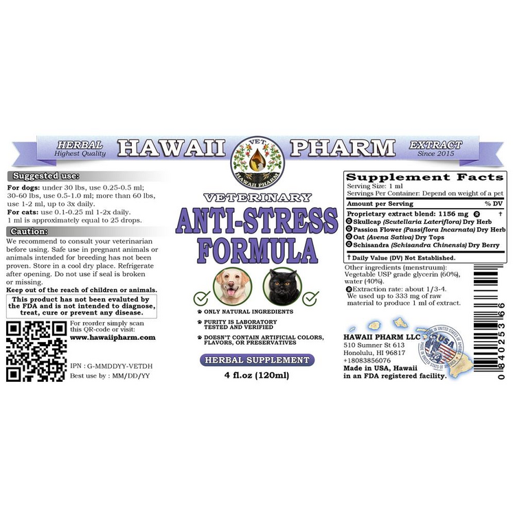 Anti-Stress Formula, Veterinary Natural Alcohol-FREE Liquid Extract ...