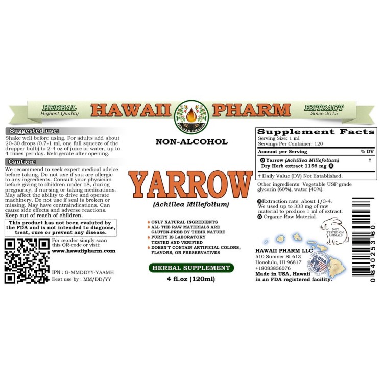 Yarrow (Achillea Millefolium) Tincture, Certified Organic Dried Herb ...