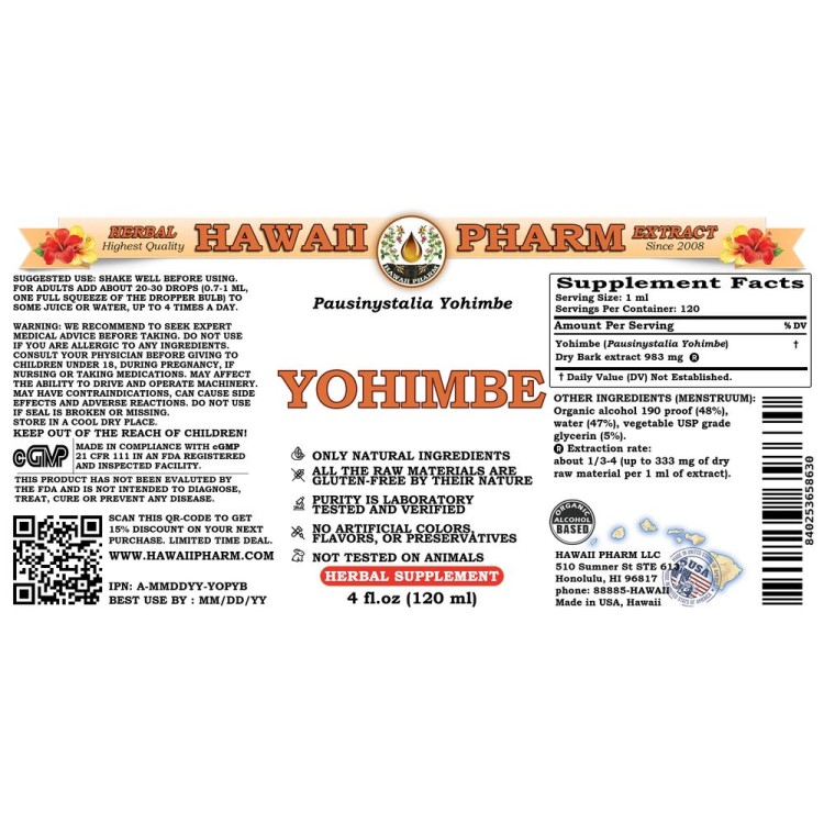 Yohimbe Liquid Extract, Yohimbe Liquid (Pausinystalia Yohimbe) Dried ...